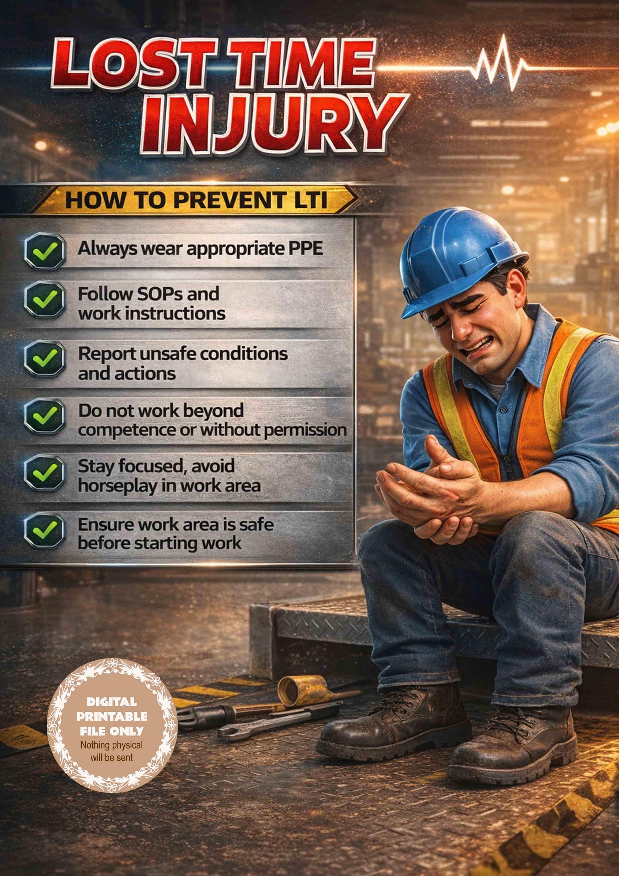 Lost Time Injury #LTI #safetyposter - Etsy