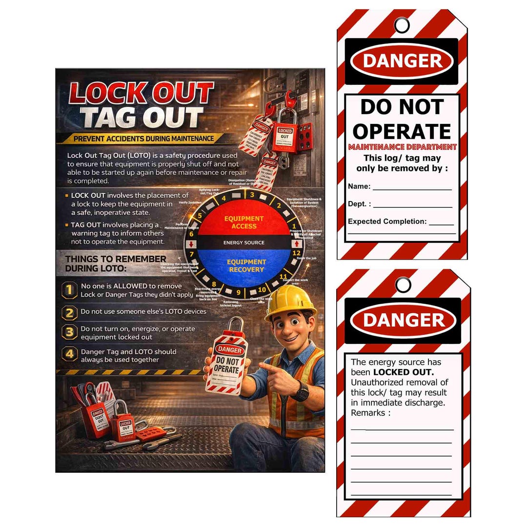 Lock Out Tag Out Safety Poster & Tag (digital Download) - Etsy