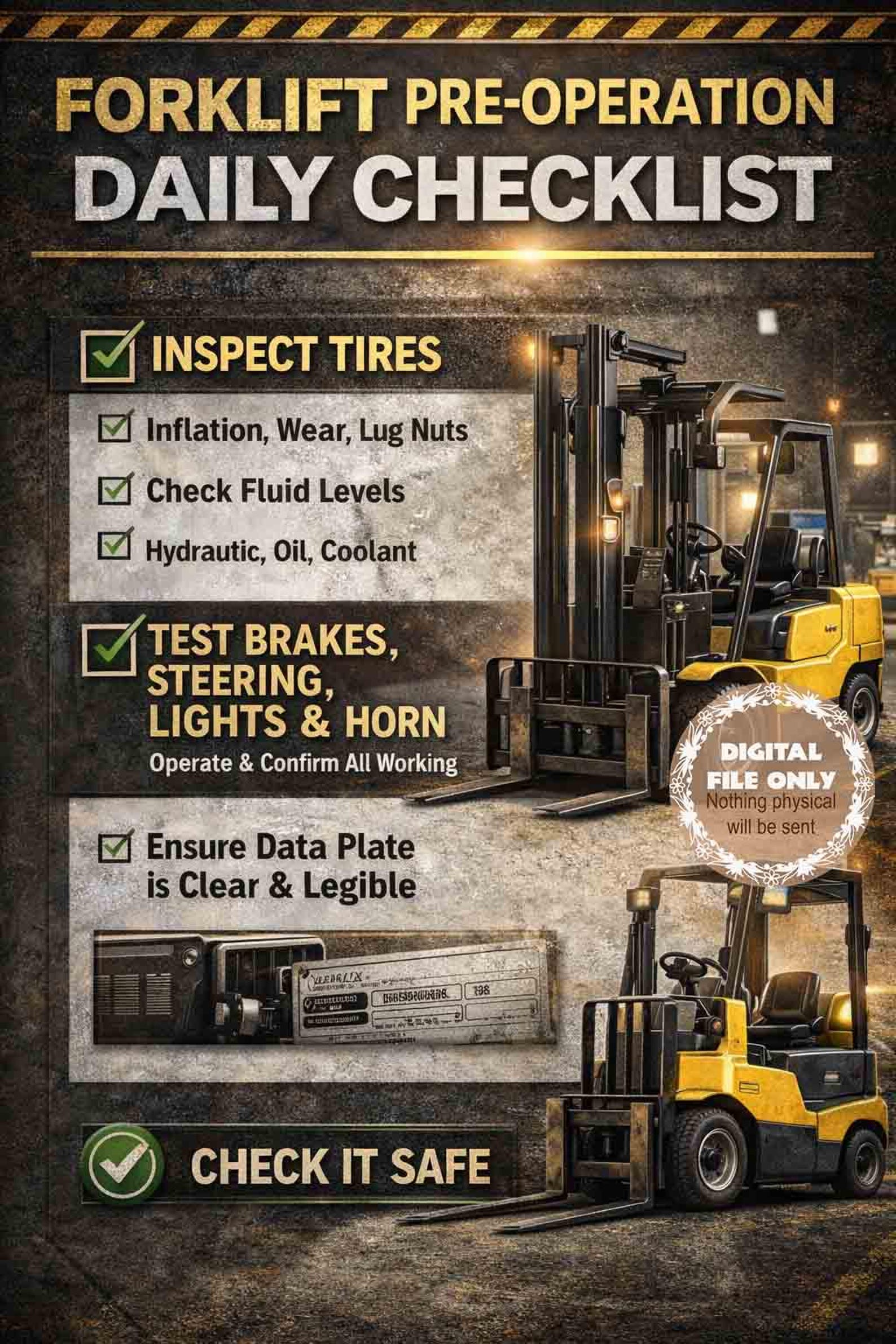 2 Bundles of Forklift Check Daily Poster #safetyposter #forklift - Etsy