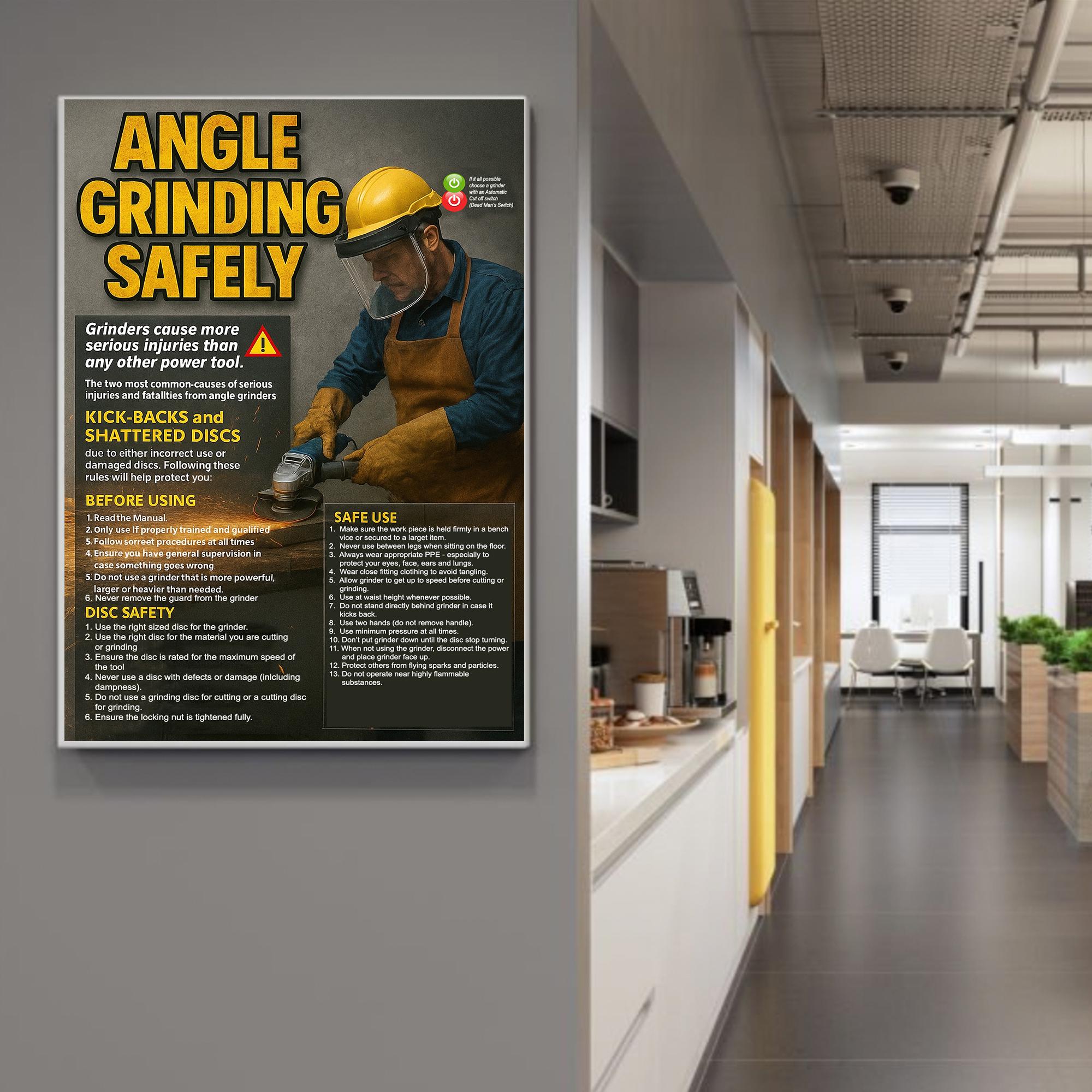 ANGLE GRINDING SAFELY Poster #safetyposter #grinding #safetysign - Etsy