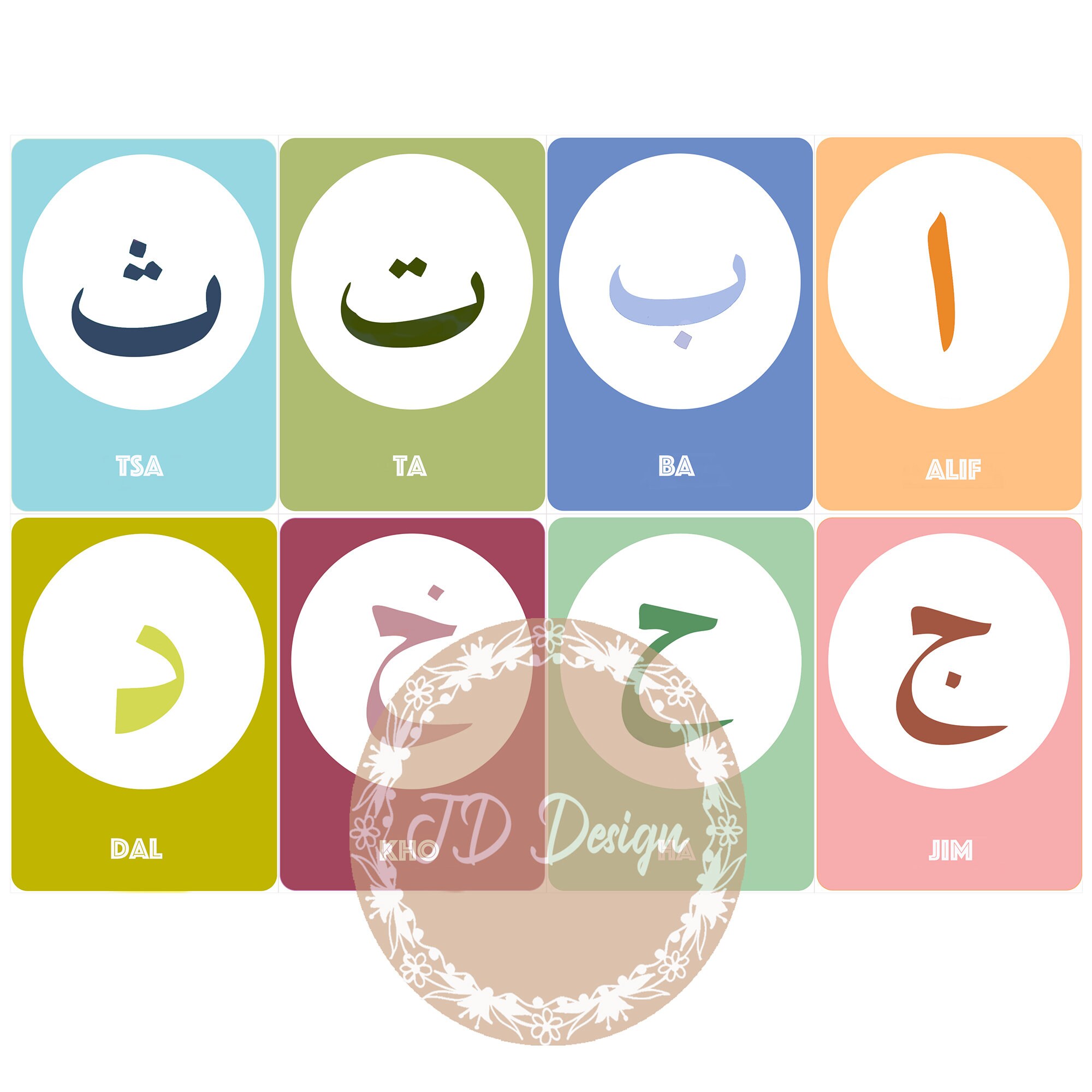 Printable Arabic Letter Flashcard, Montessori, Visual Simulation Letter ...
