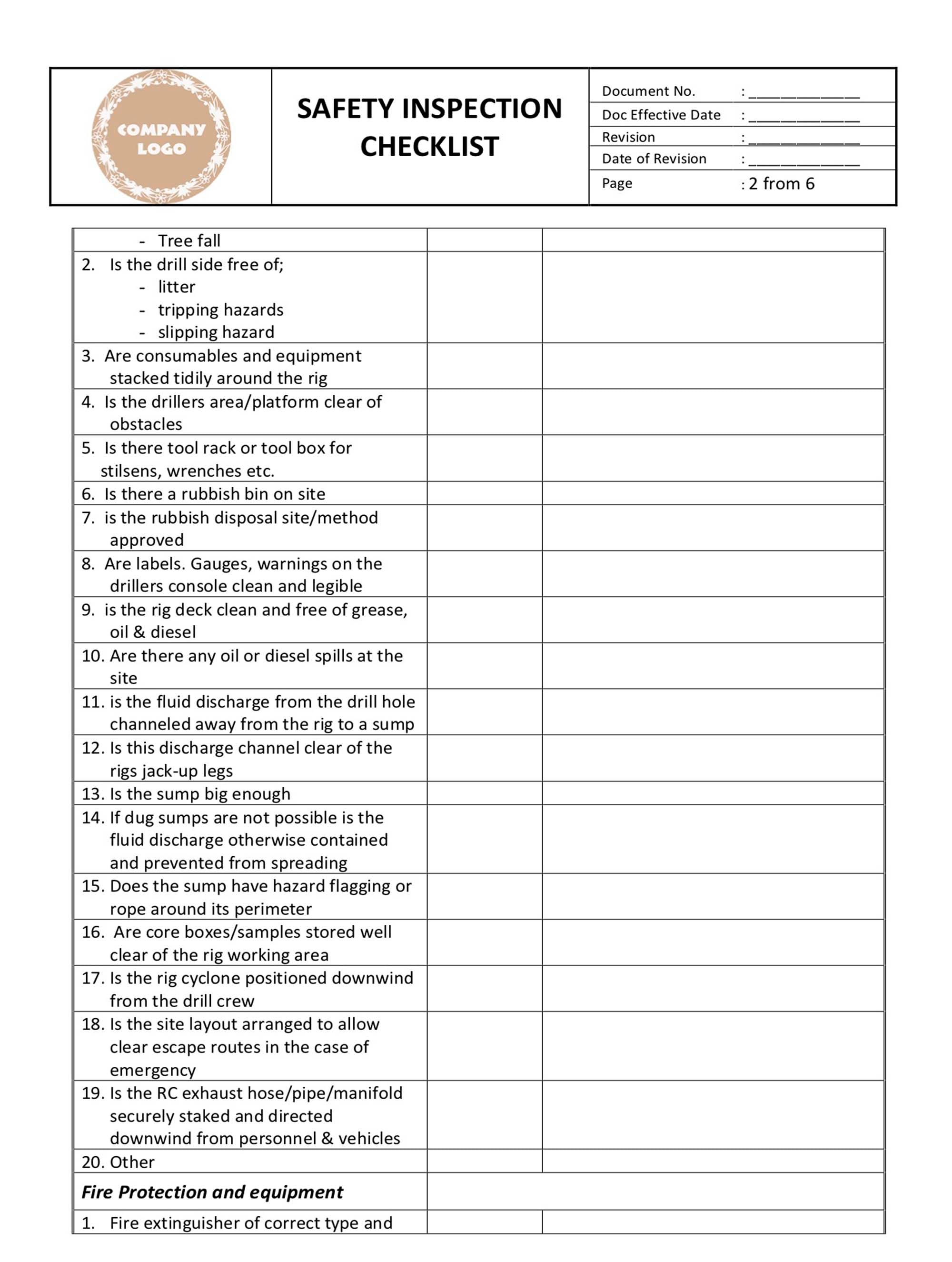 Safety Inspection Checklist, Safety Report, Safety Checklist, HSE ...