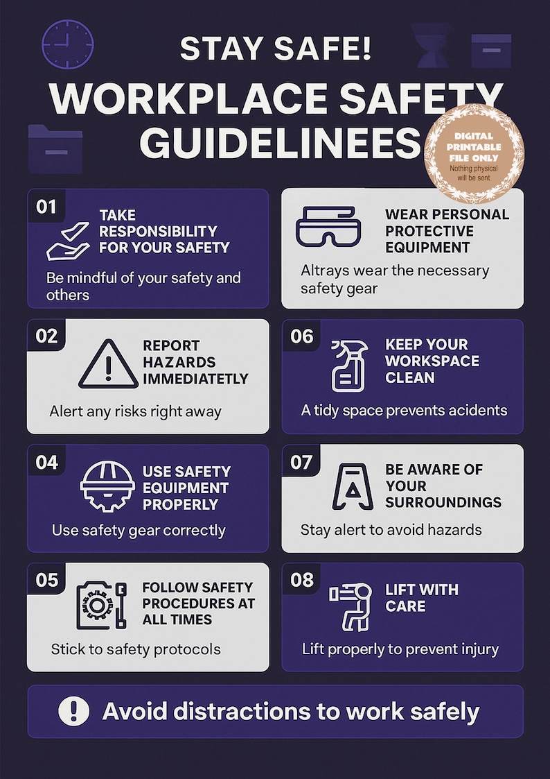 Workplace Safety Guidelines #safetyposter - Etsy