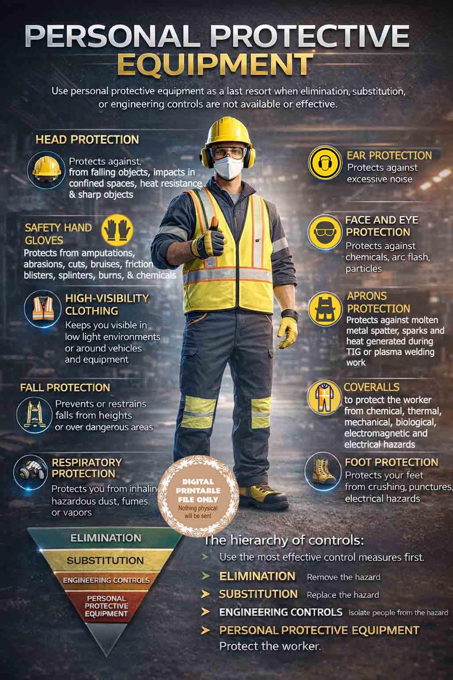 The Hierarchy of Control - PPE - Personal Protective Equipment - Etsy