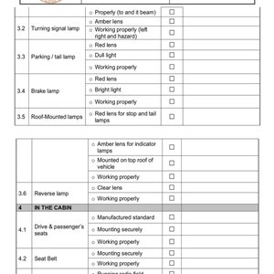 Truck & Light Vehicle Inspection Checklist and Journey Management Plan ...