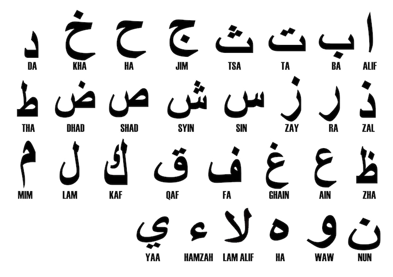 Printable Arabic Letter Flashcard, Montessori, Visual Simulation Letter ...