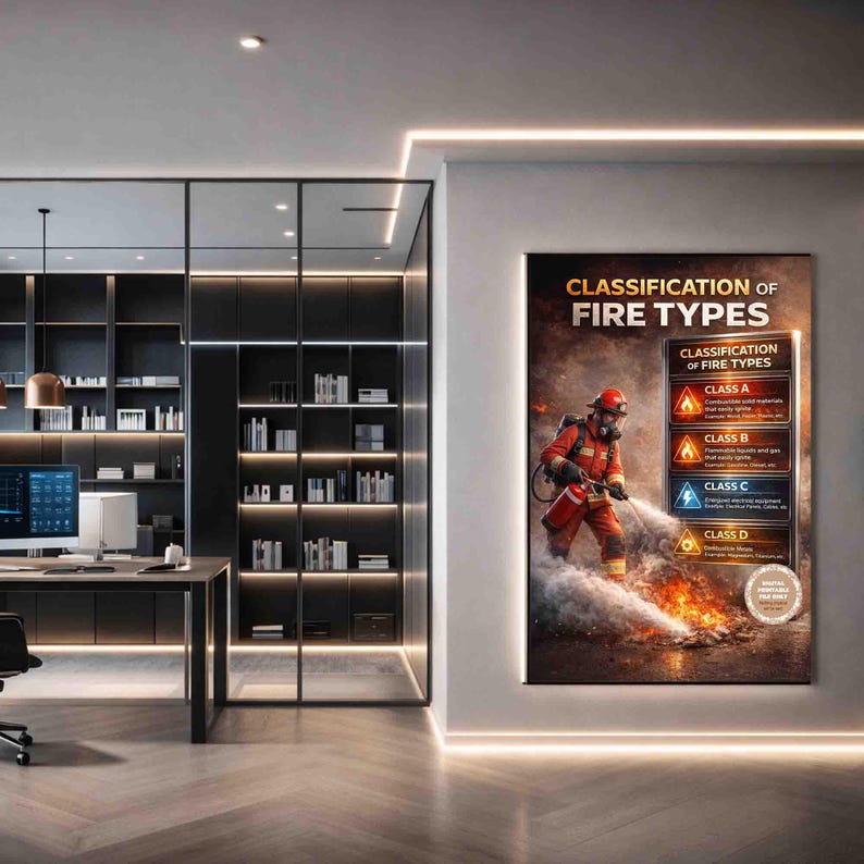 Classification of Fire Types #firetypes #safetyposter - Etsy