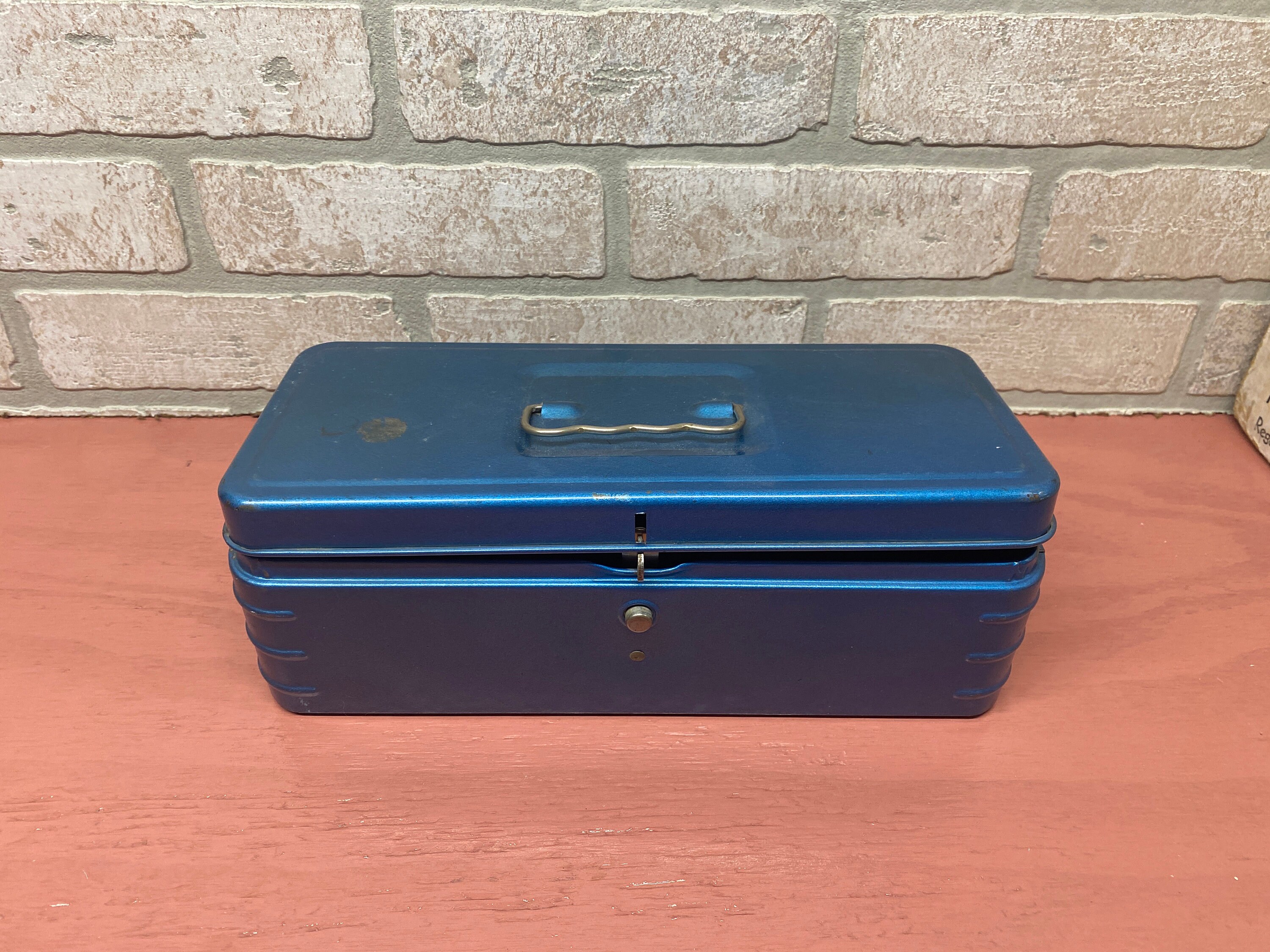 Vintage Blue Lock Box, Cash Box With Handle - Etsy