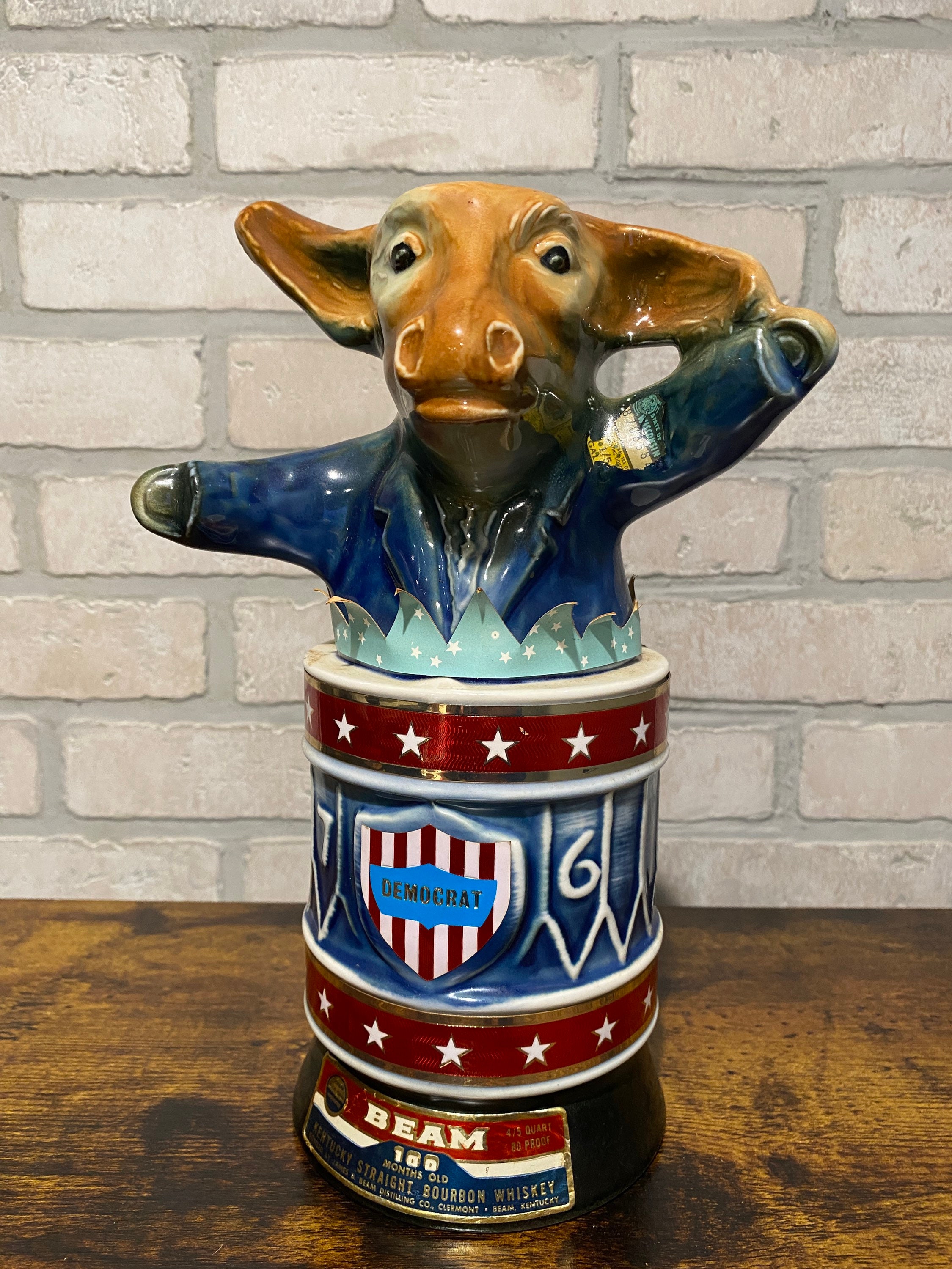 Vintage Glass Liquor Decanter, Donkey Jim Beam Bottle, Democrats Bottle ...