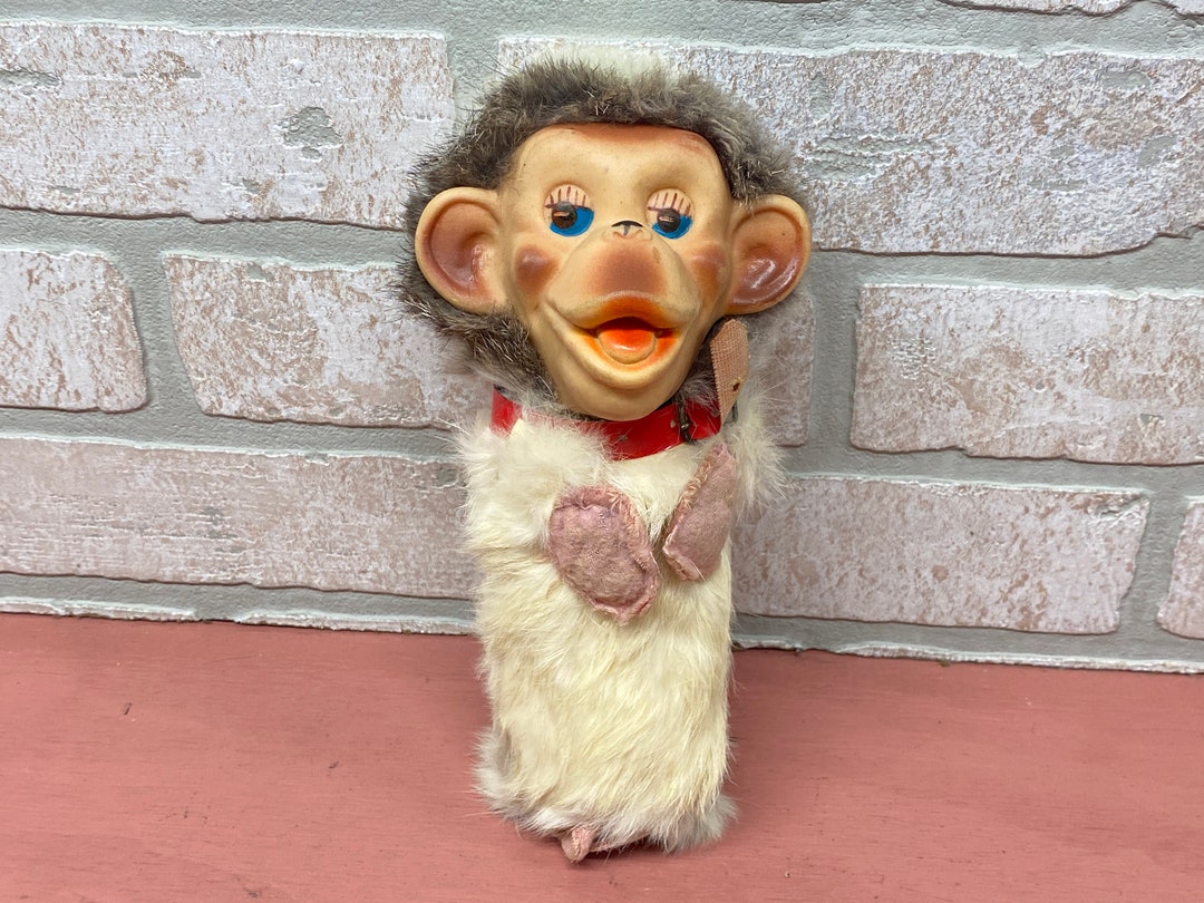 Creepy Vintage Monkey Stiffed Animal With Rabbit Fur, Rabbit Fur Toy ...
