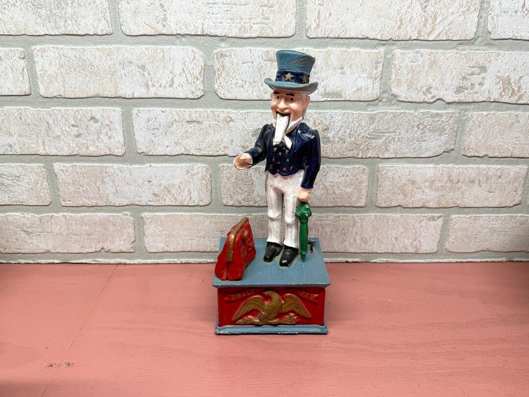 Cast Iron Uncle Sam Bank, Collectible Cast Iron Bank, Piggy Bank ...