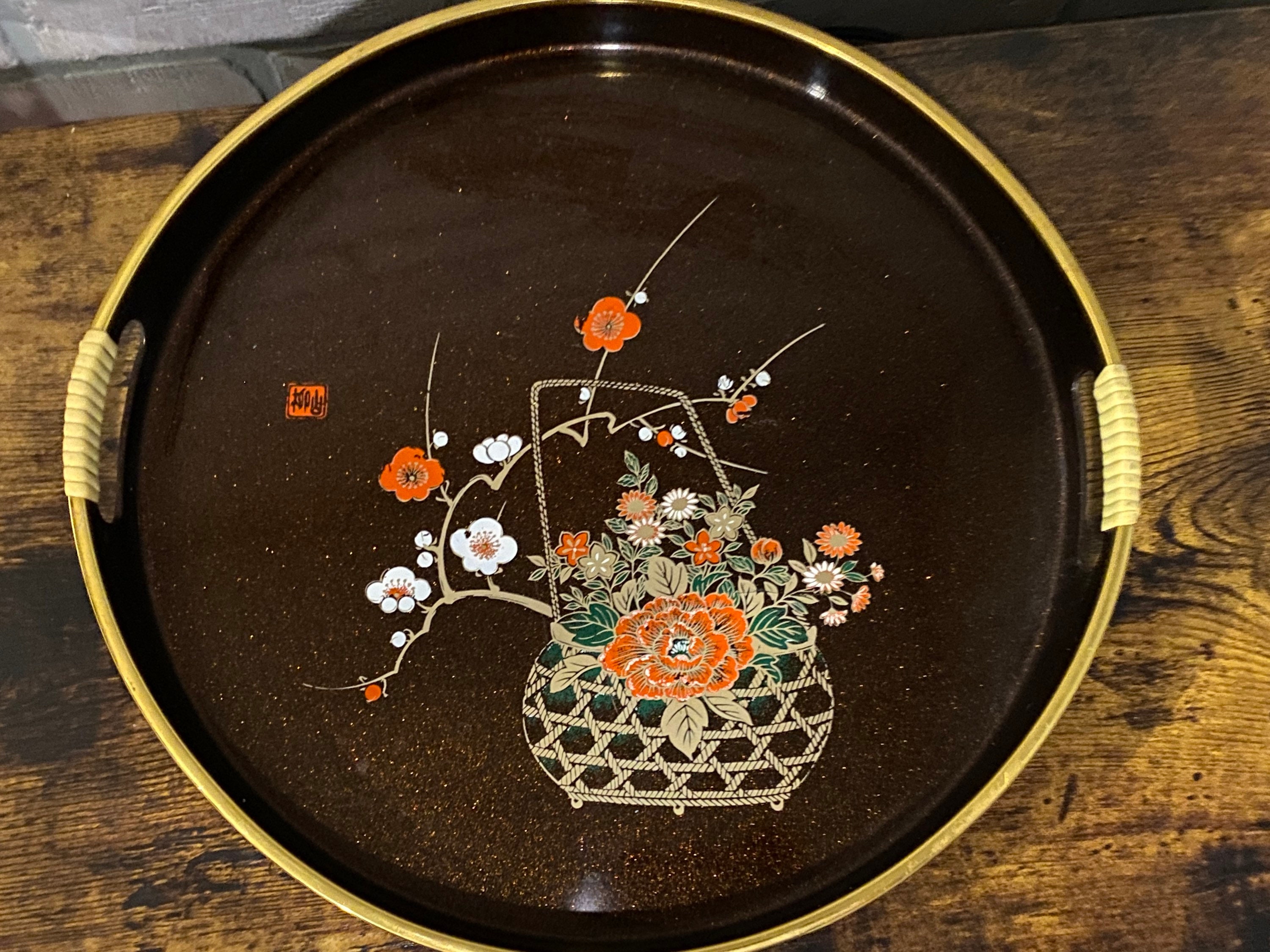 Vintage Asian Serving Tray, Handled Tray, Decorative Tray - Etsy