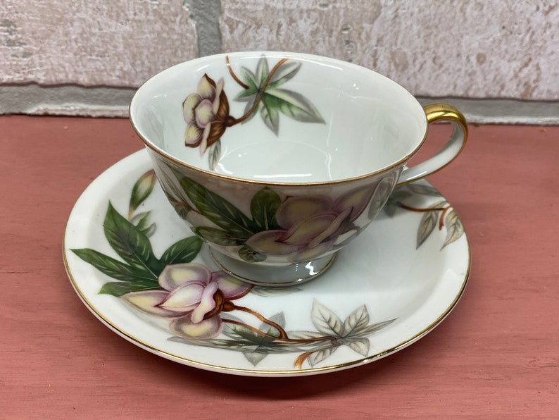 Vintage Tea Cup and Saucer Set, Ivory China, Meito China, Woodrose ...