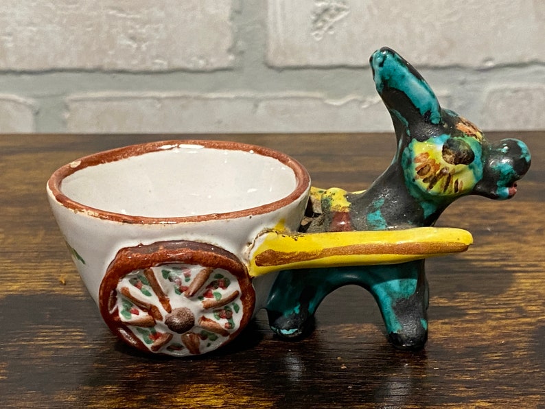 Vintage Small Donkey and Cart Miniature Planter, Collectible Donkey ...