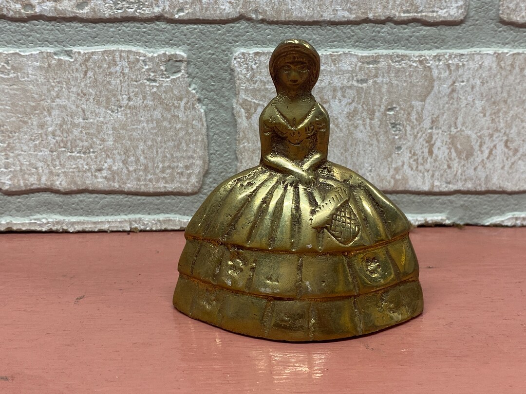 Vintage Brass Bell, Brass Woman Dress Bell, Home Decor, Vintage Brass ...