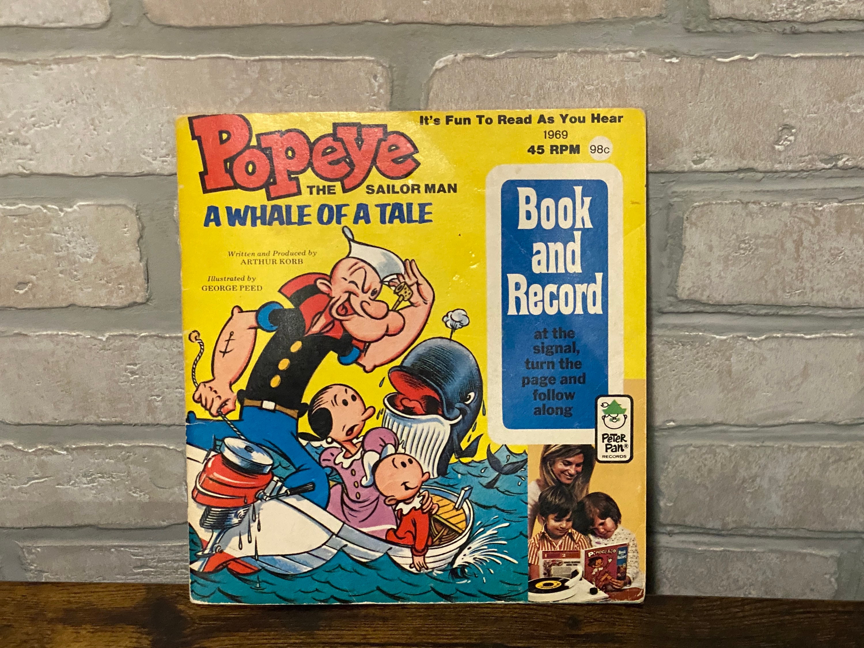 Popeye 45 Vinyl Record, A Whale of a Tale, Book and Record - Etsy
