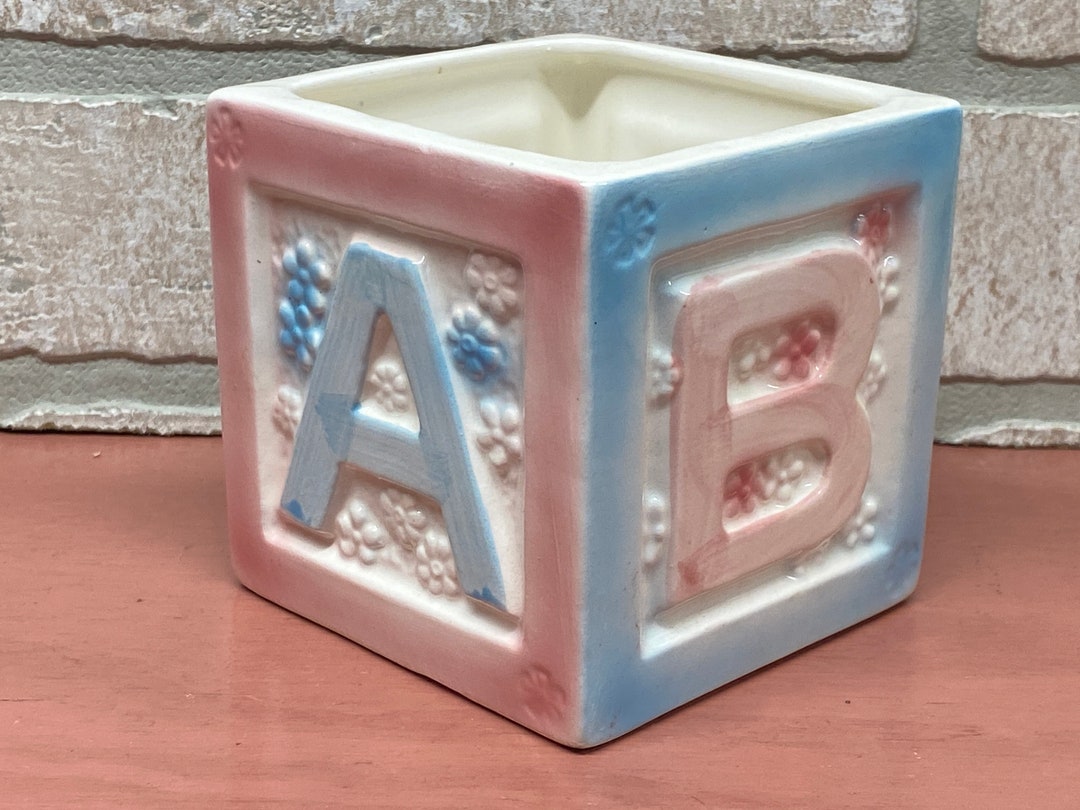 Vintage Baby Decor, Baby Shower, Baby Block, Planter, Table Setting - Etsy
