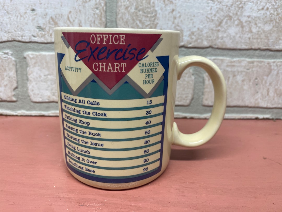 Vintage Coffee Mug, Office Exercise Chart, Coffee Cup, Collectible ...