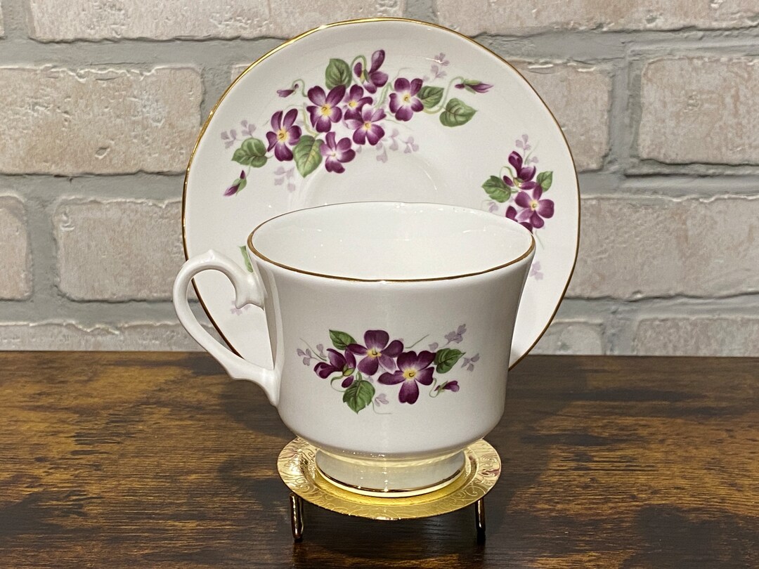 Violet Tea Cup Set, Vintage Tea Cups, Duchess Bone China England ...