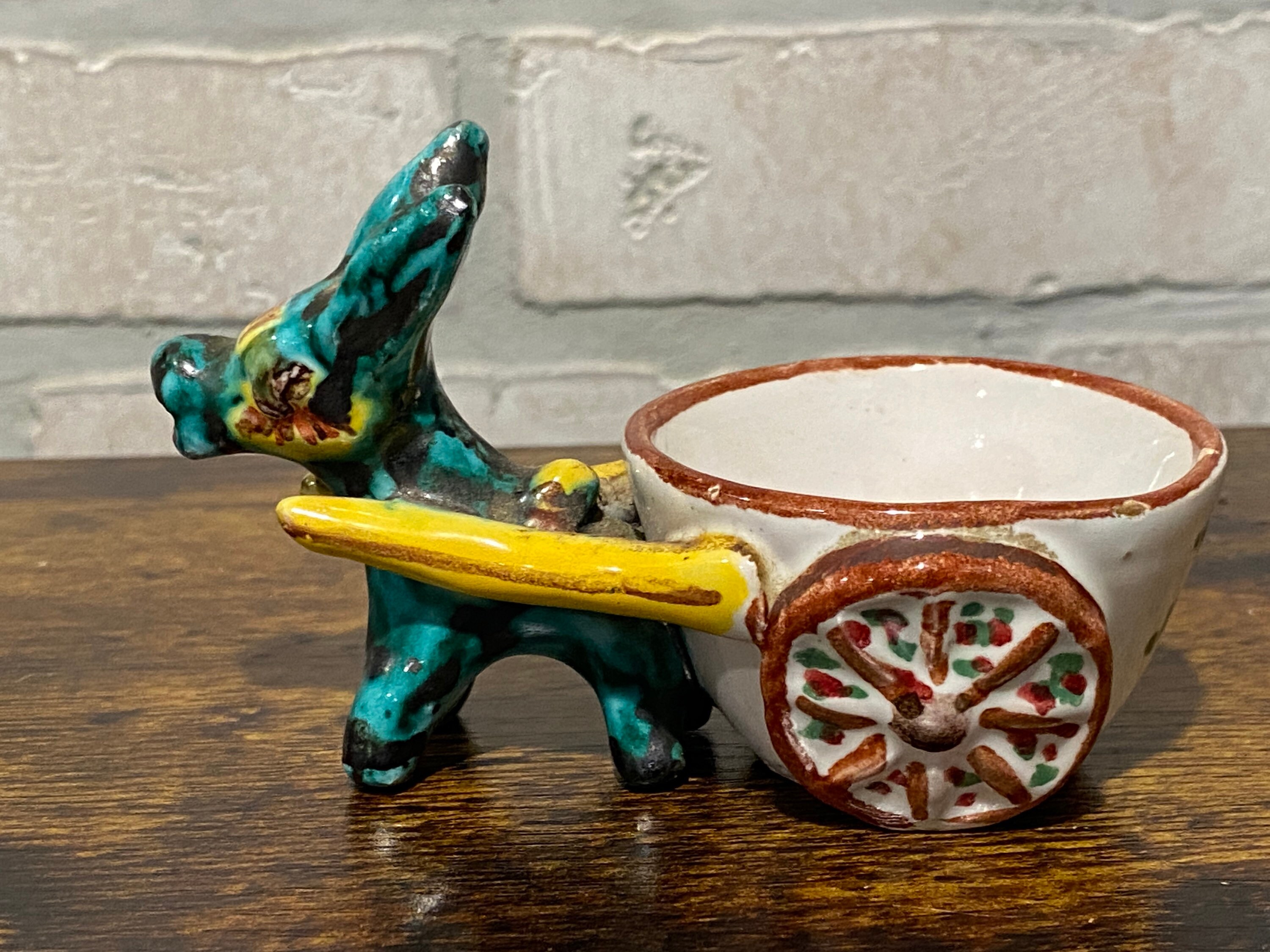 Vintage Small Donkey and Cart Miniature Planter, Collectible Donkey ...