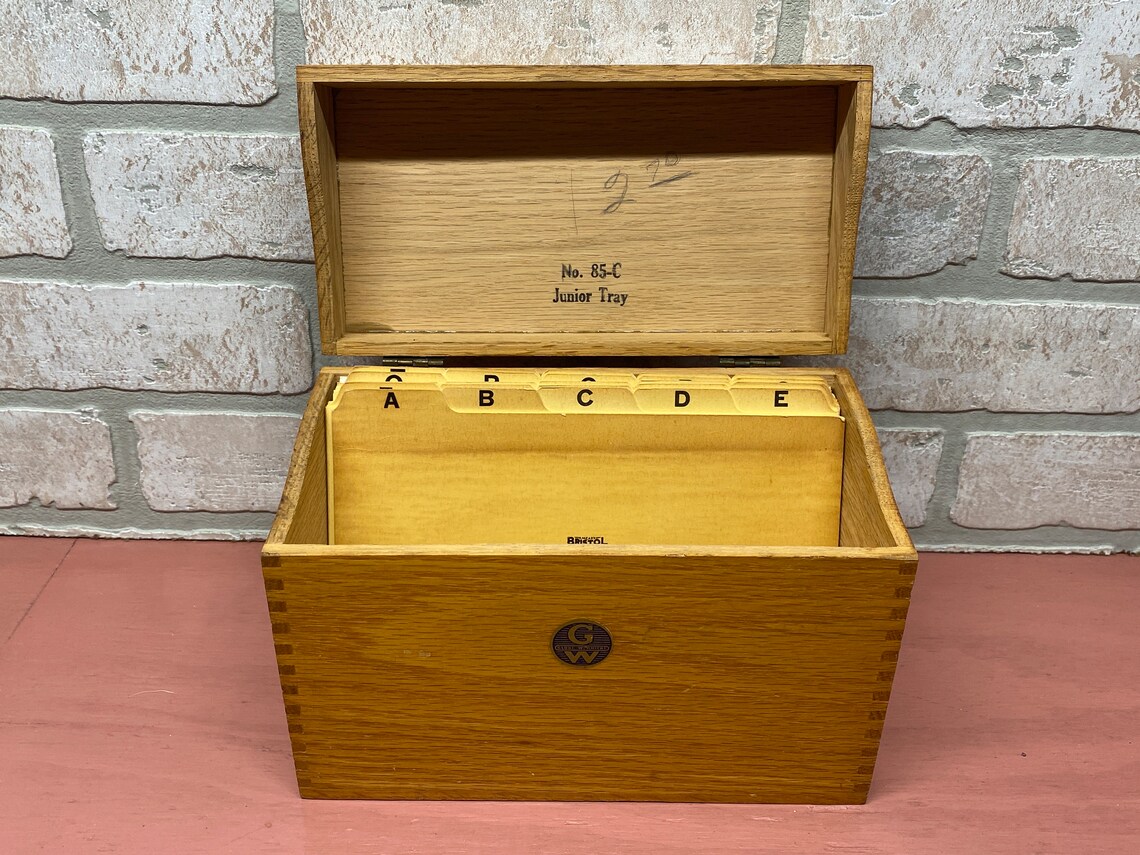 Vintage Wood File Box, Address File, Notecard File, Alphabetic - Etsy