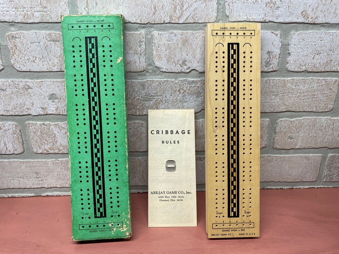 Vintage Cribbage Board, Standard Cribbage Board, Two and Four Player ...