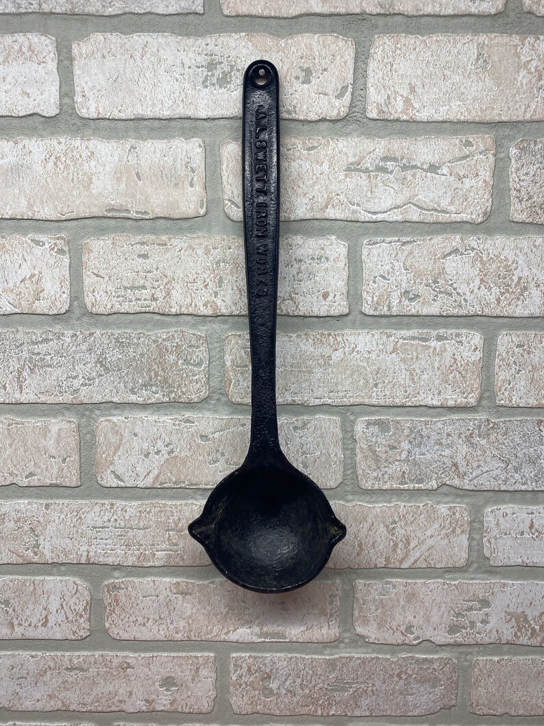 Vintage Cast Iron Smelting Ladle, Large Ladle, A L Swett Iron Works ...