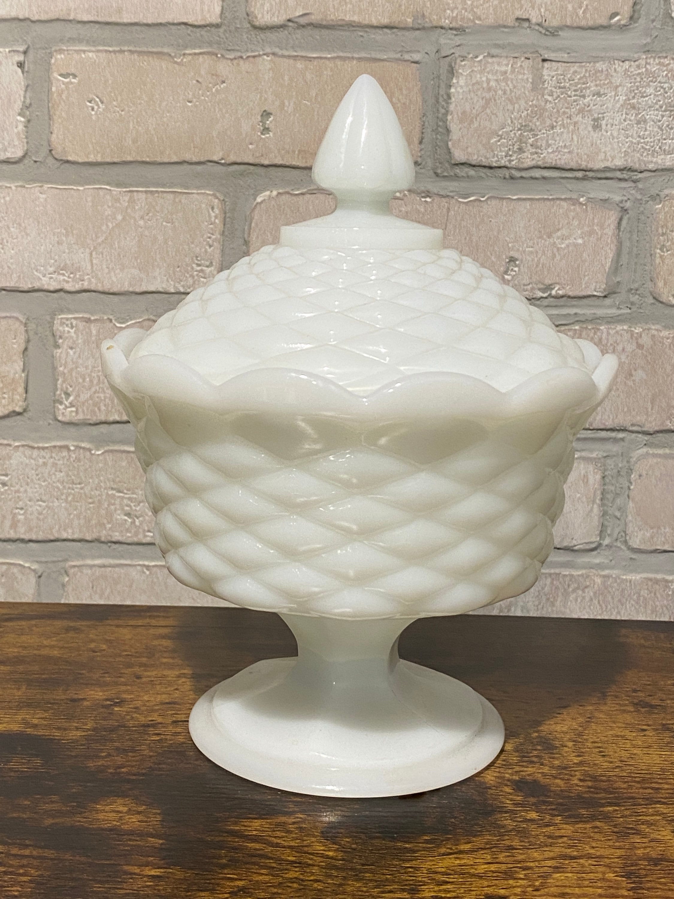 Milk Glass Covered Candy Dish