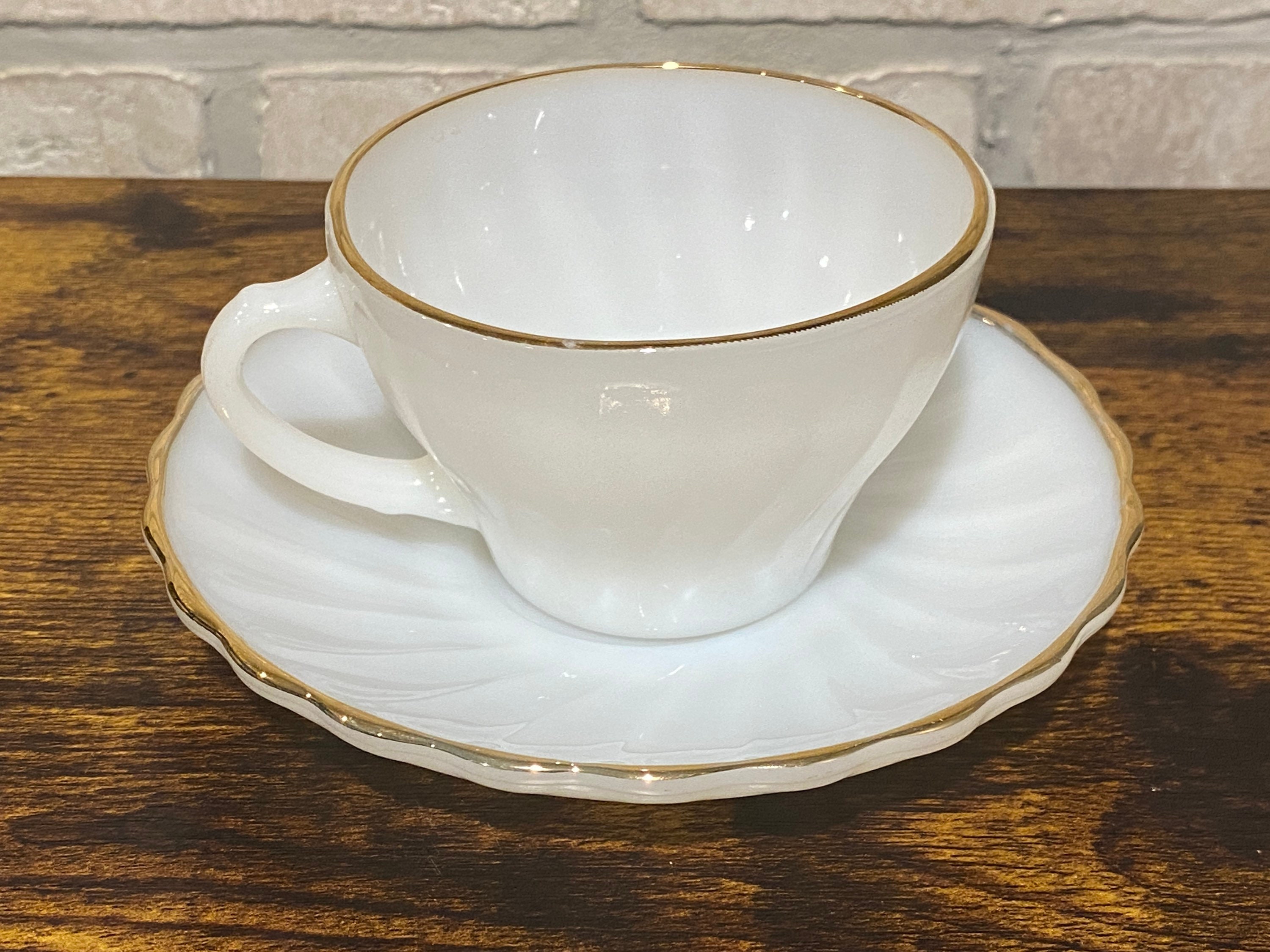 Vintage Anchor Hocking Fire King Tea Cup and Saucer Set - Etsy