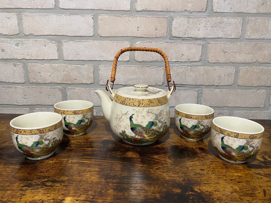 Japanese Tea Set, Pheasant Pattern, Four Cups - Etsy