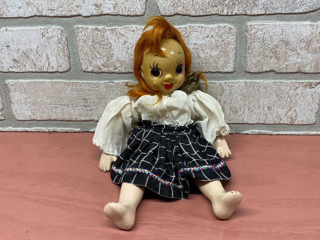 Vintage Glass Doll, Creepy Doll, Red Haired Doll, Halloween, Haunted - Etsy