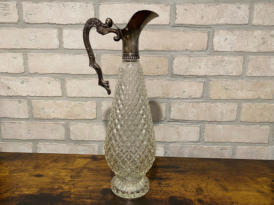 Silver and Glass Slim Pitcher - Etsy