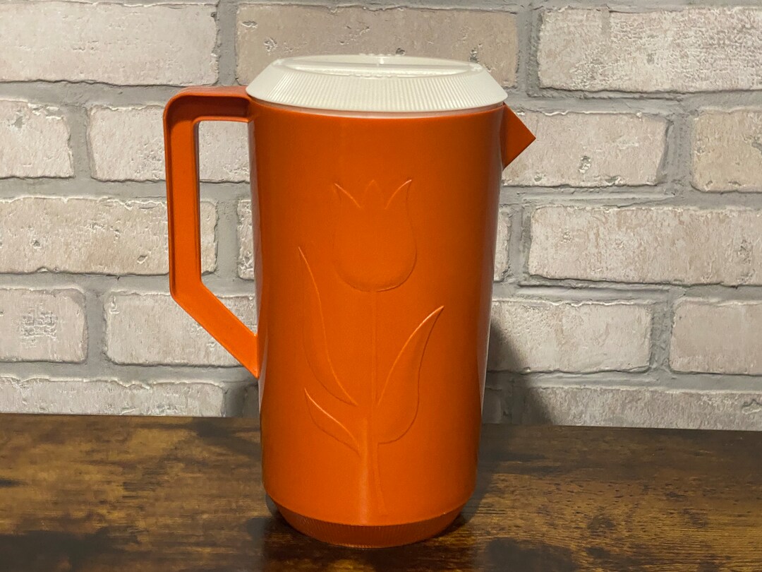 Orange Vintage Drink Pitcher, Tulip Pitcher, Vintage Kitchen - Etsy