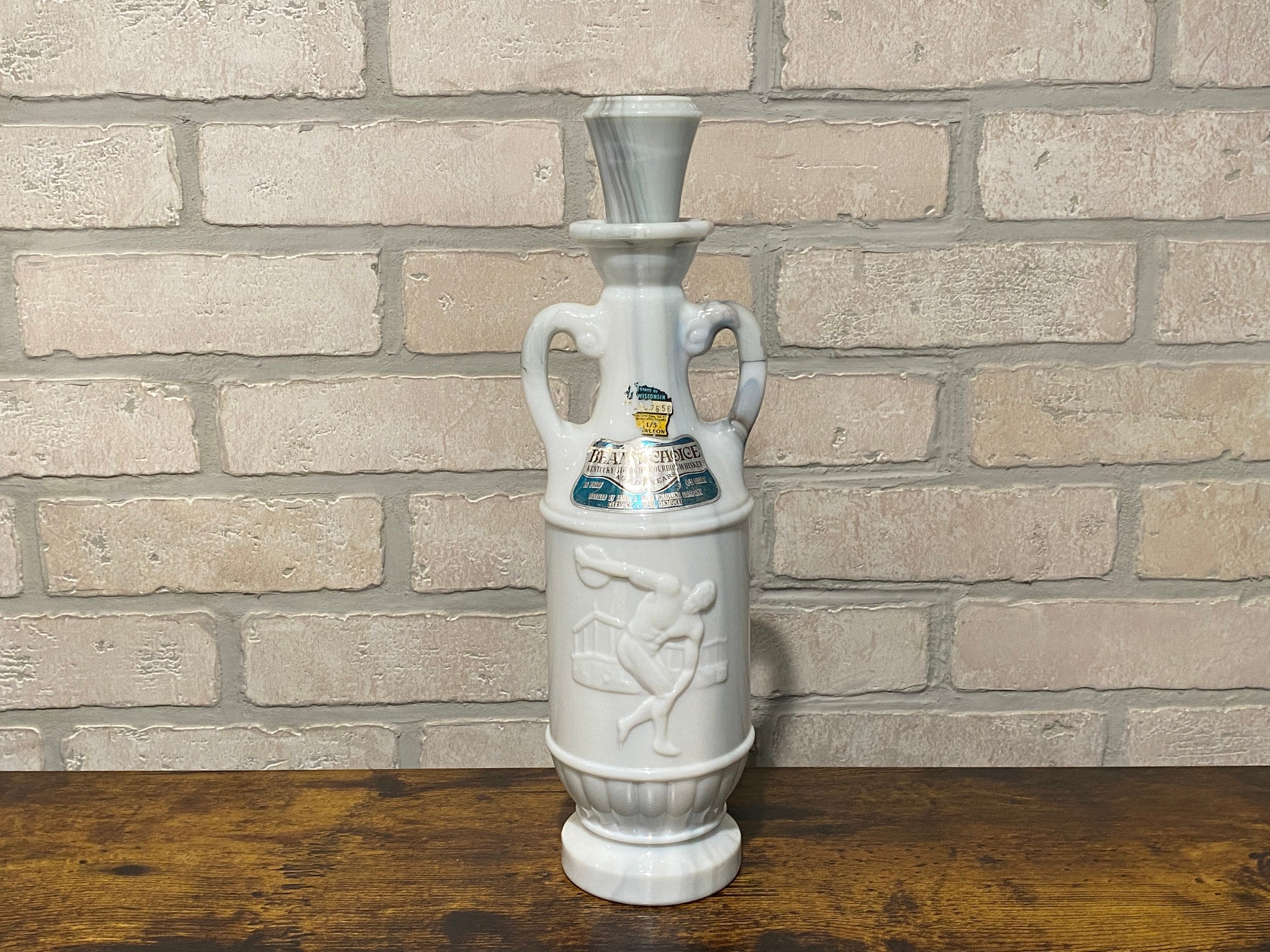Vintage 1970’s Jim Beam Liquor Decanter, Greek Olympian, Milk Glass ...