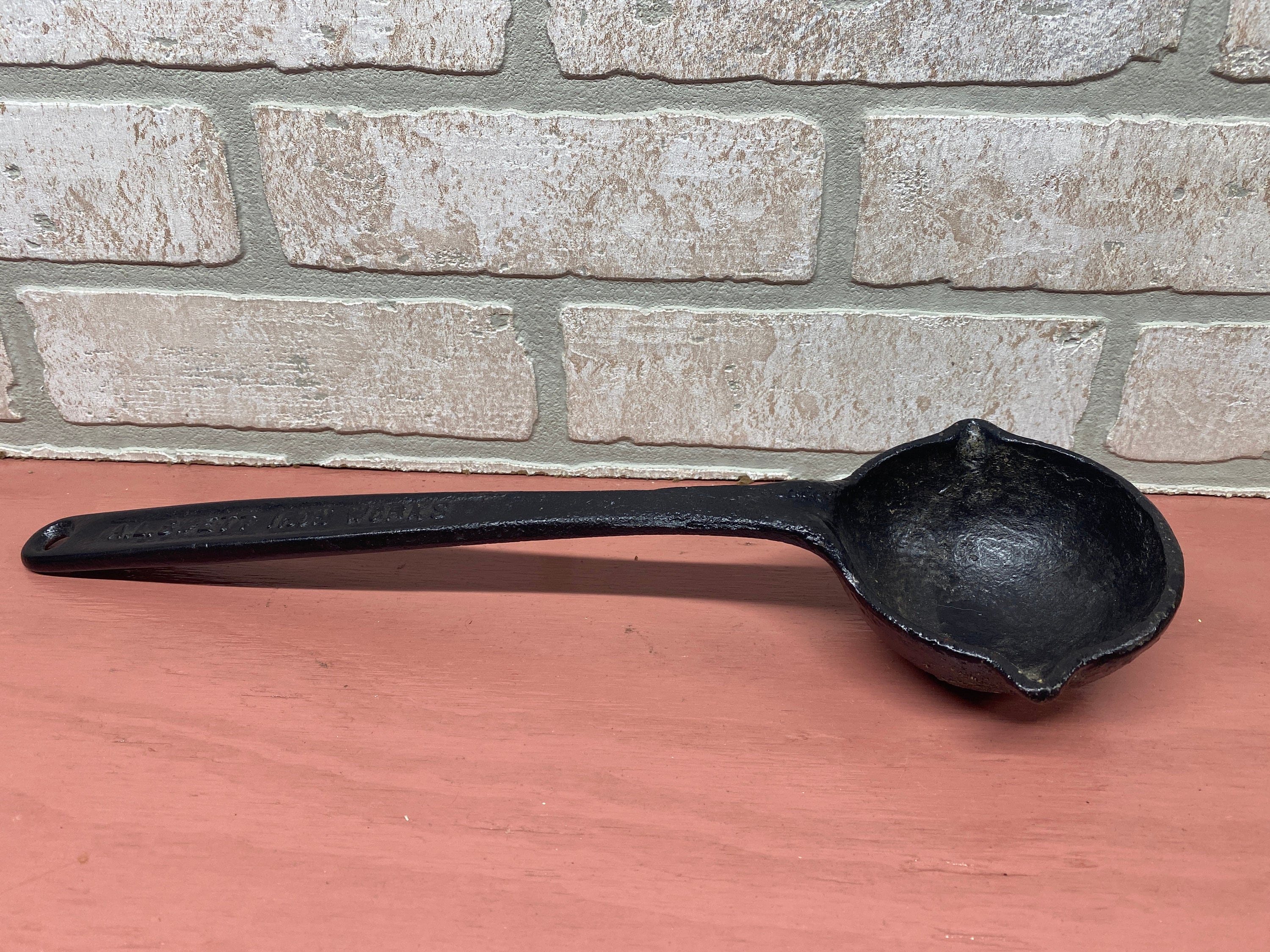 Vintage Cast Iron Smelting Ladle, Large Ladle, A L Swett Iron Works ...