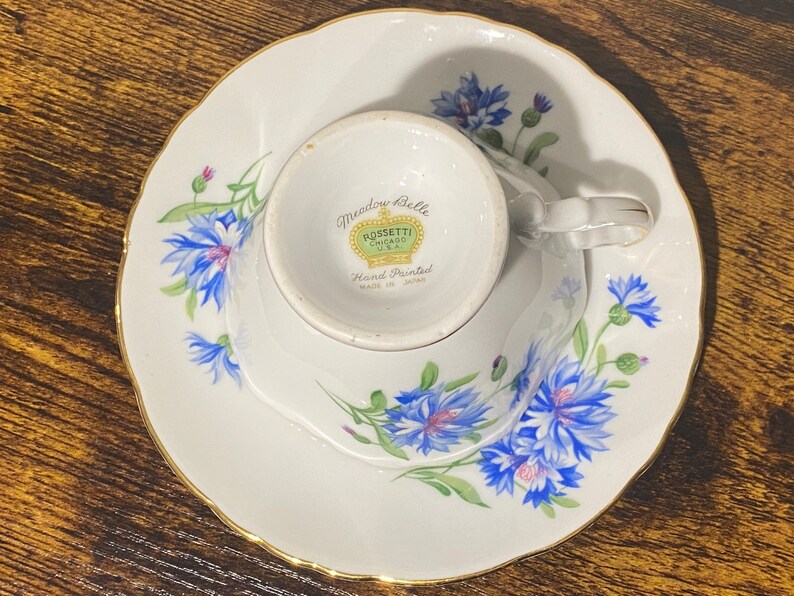 Blue Floral Tea. up and Saucer Set Meadow Belle Rossetti - Etsy