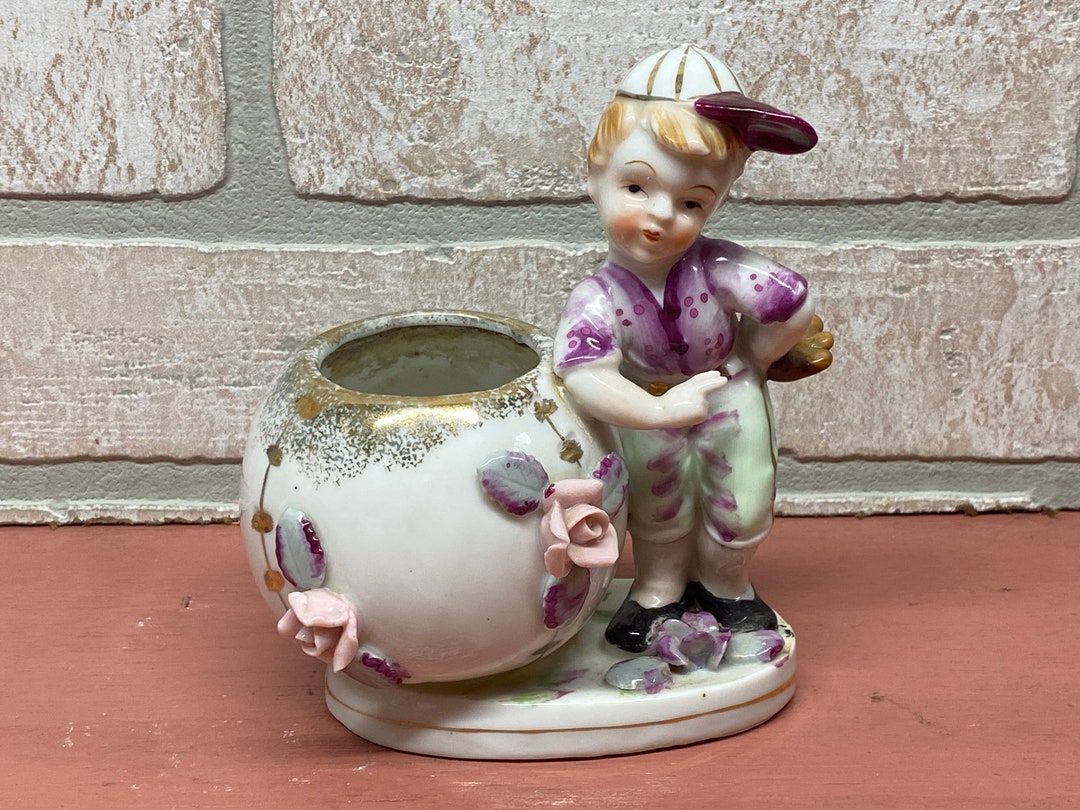 Vintage Young Boy Baseball Player Planter, Fine China, Vintage ...