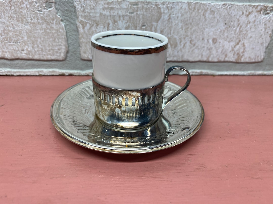 Vintage Silver and Porcelain Bellini Brand Espresso Cup, Brasil ...