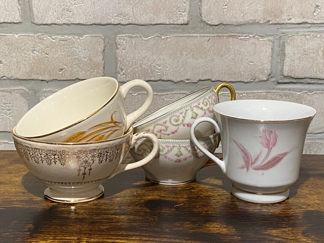 Random Tea Cup Set, Set of Five Cups - Etsy