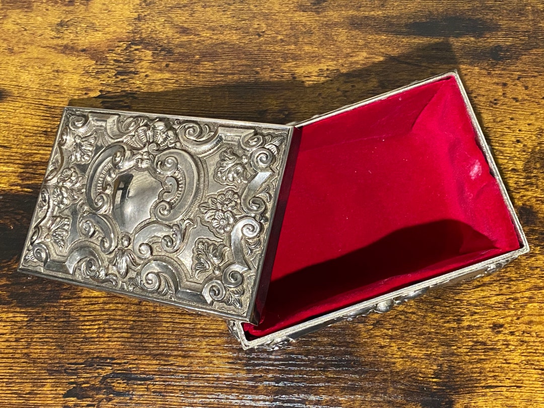 Silver Red Velvet Covered Jewelry Box - Etsy