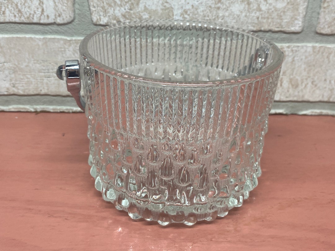 Vintage Glass Handled Dish, Candy Dish, Miniature Ice Bucket, Vintage ...