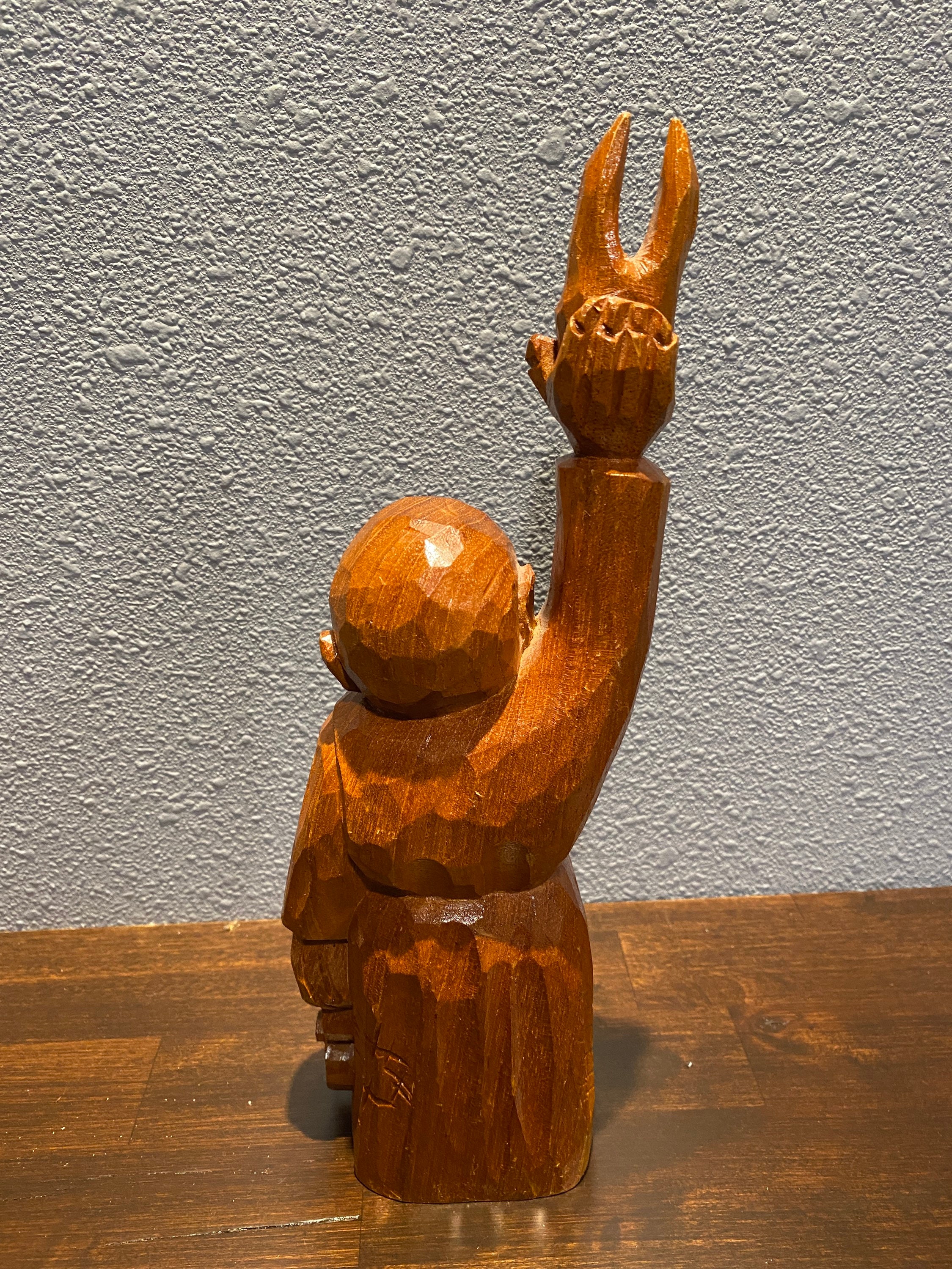Wooden Statue of Evil-looking Monk - Etsy