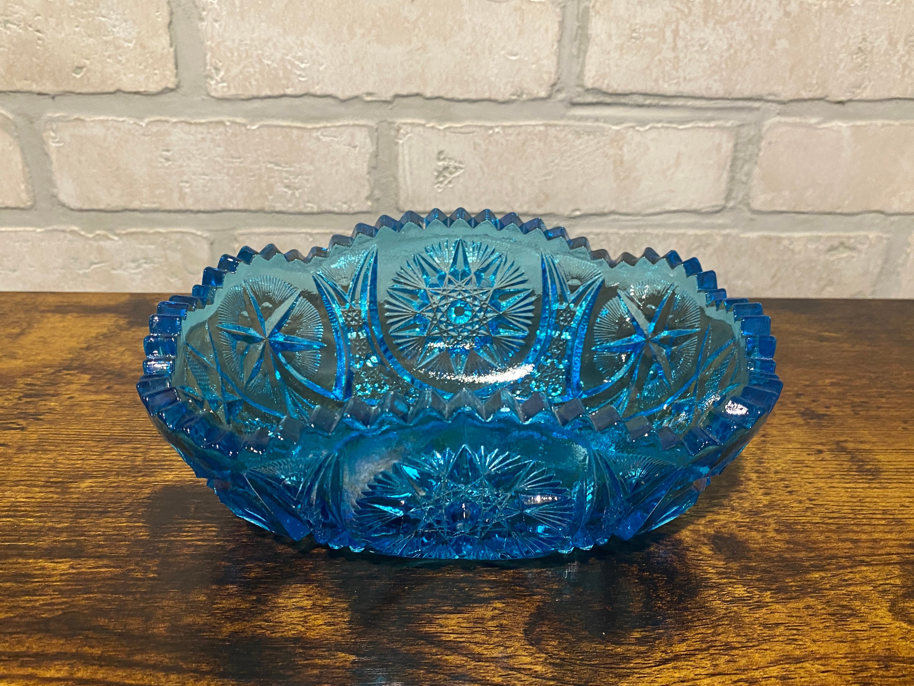Wheaton Aqua Blue Pressed Glass Candy Dish Serving Bowl - Etsy