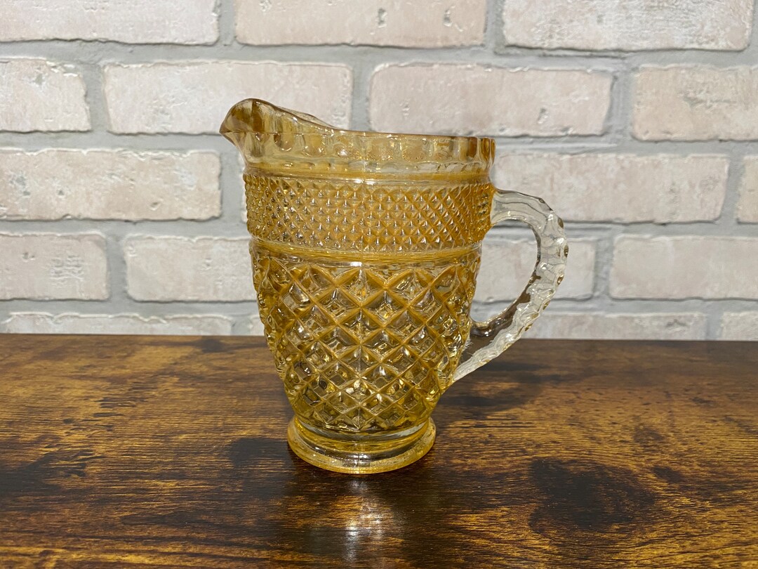 Amber Glass Drink Pitcher, Vintage Glass, Yellow Glass Pitcher ...
