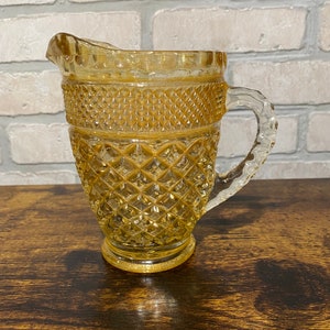 Amber Glass Drink Pitcher, Vintage Glass, Yellow Glass Pitcher ...