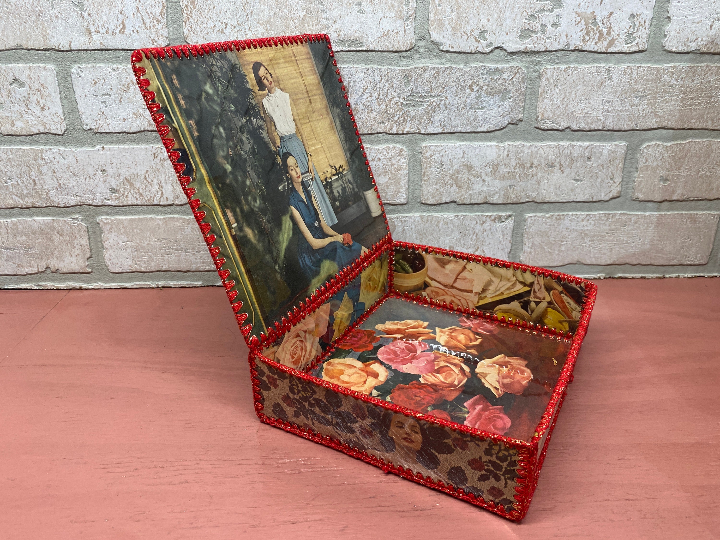 Vintage Memory Box Storage, Storage Box, Stitched Hinged Box - Etsy