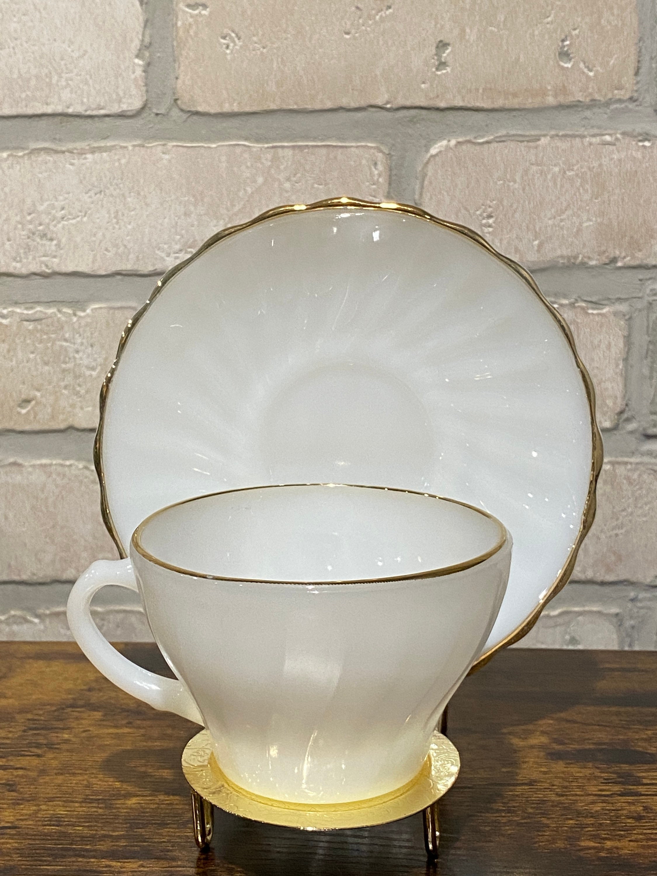 Vintage Anchor Hocking Fire King Tea Cup and Saucer Set - Etsy