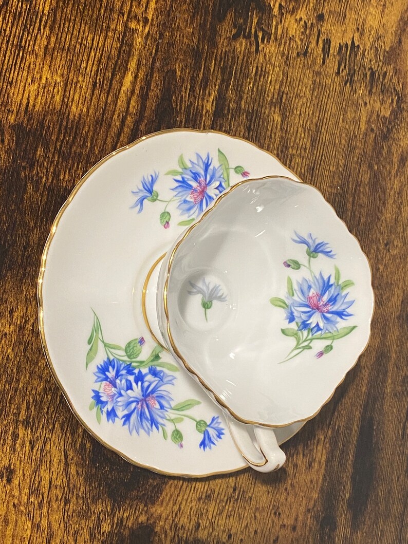 Blue Floral Tea. up and Saucer Set Meadow Belle Rossetti - Etsy