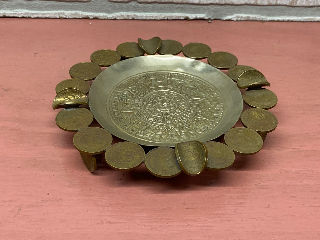 Vintage Ashtray, Souvenir Ashtray, Souvenir Coin Ashtray, Aztec Coins ...