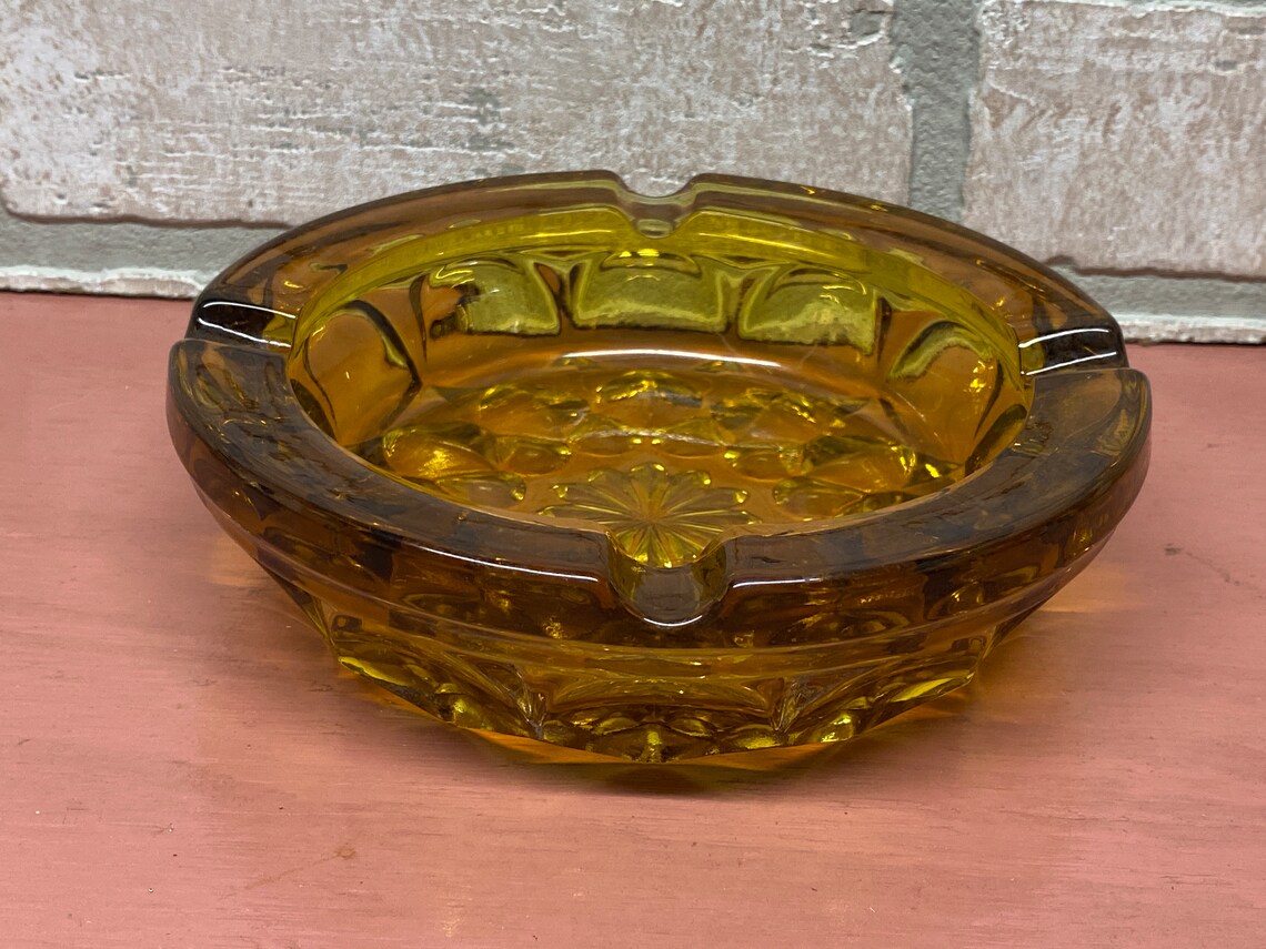 Vintage Amber Glass Ashtray, Home Decor, Vintage Ashtray - Etsy